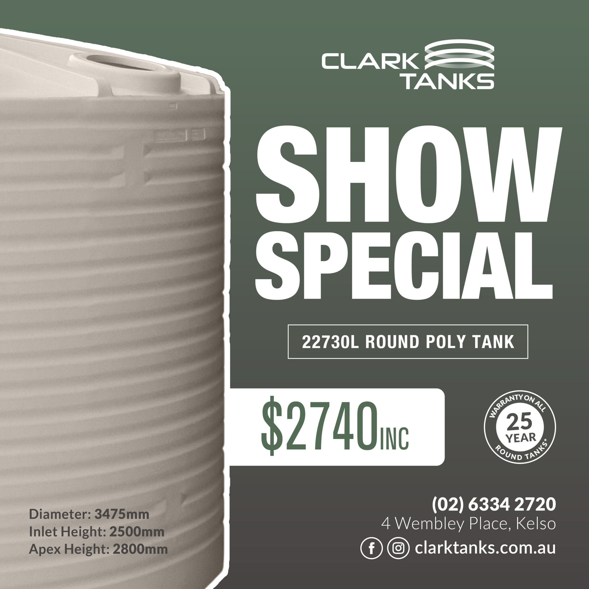 Bathurst Show Specials | Clark Tanks Poly Water Tanks